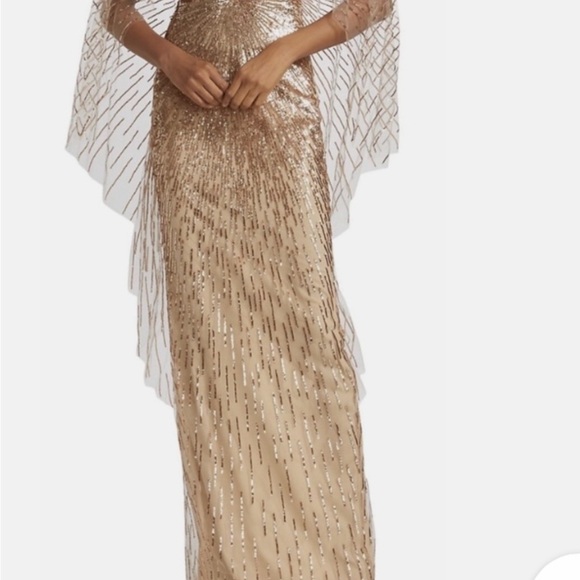 Pamella Roland | Dresses | Pamella Roland Couture Gold Sequin Gown ...